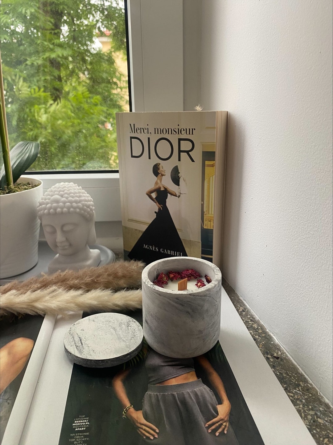 Aroma Candle in Handmade Gypsum Candlestick-candle in a Glass-container ...
