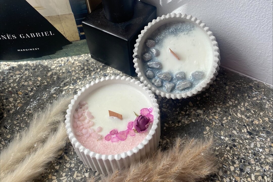 Aroma Candle in Handmade Gypsum Candlestick-candle in Glass Container ...