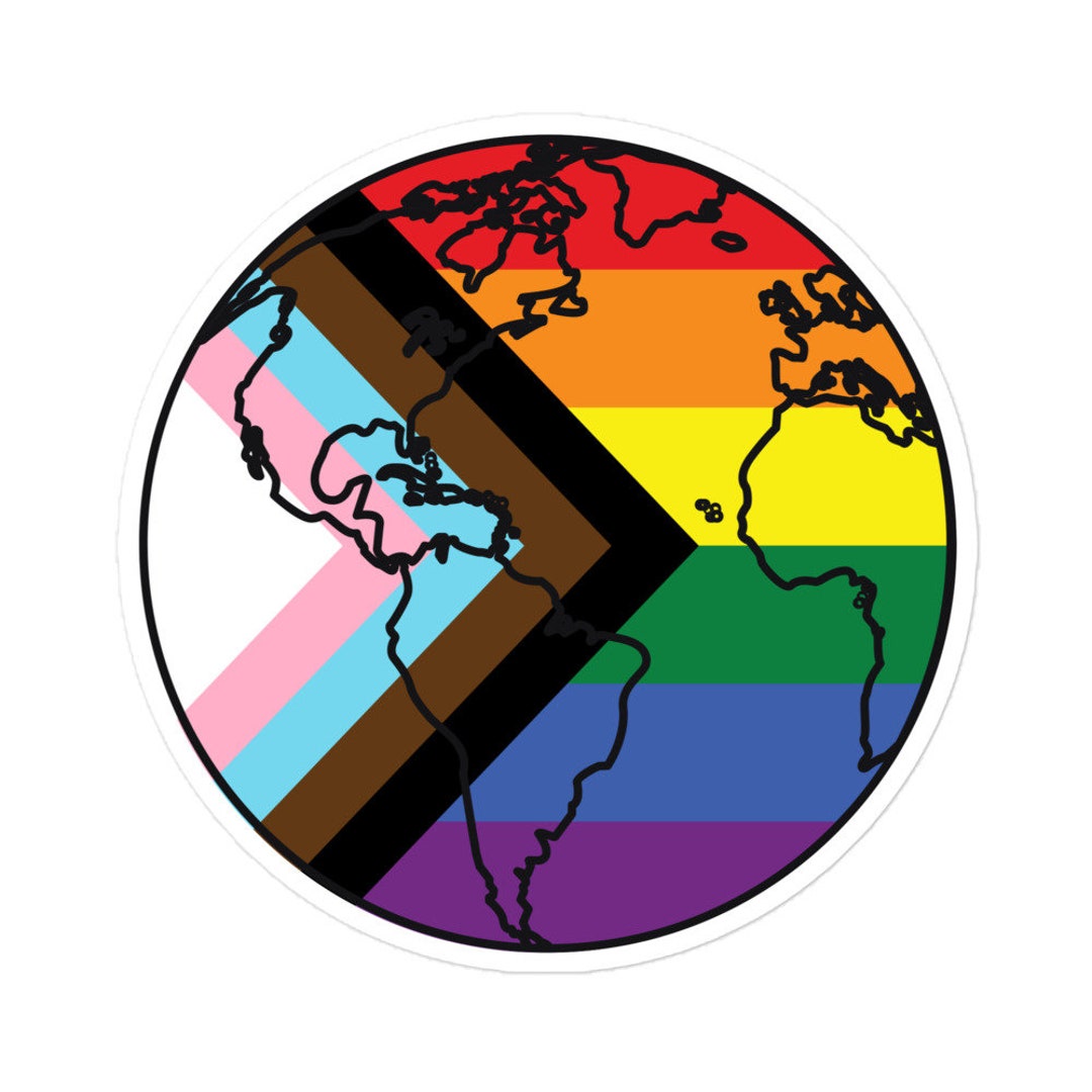Pride Flag Earth Illustration Sticker Equality Decal - Etsy