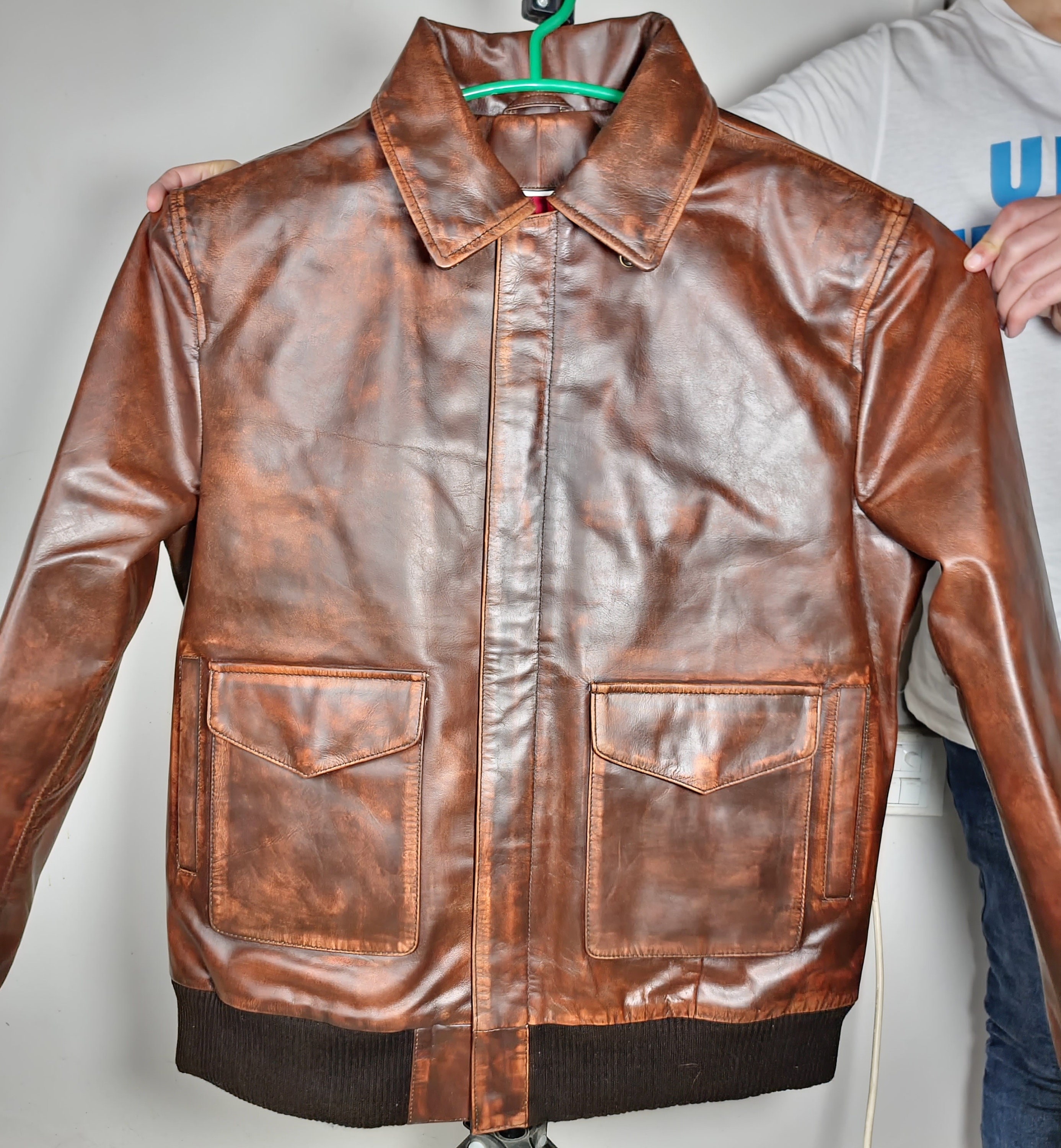A2 Aviator Men's Leather Jacket, Pilot Style Distressed Brown WWII ...