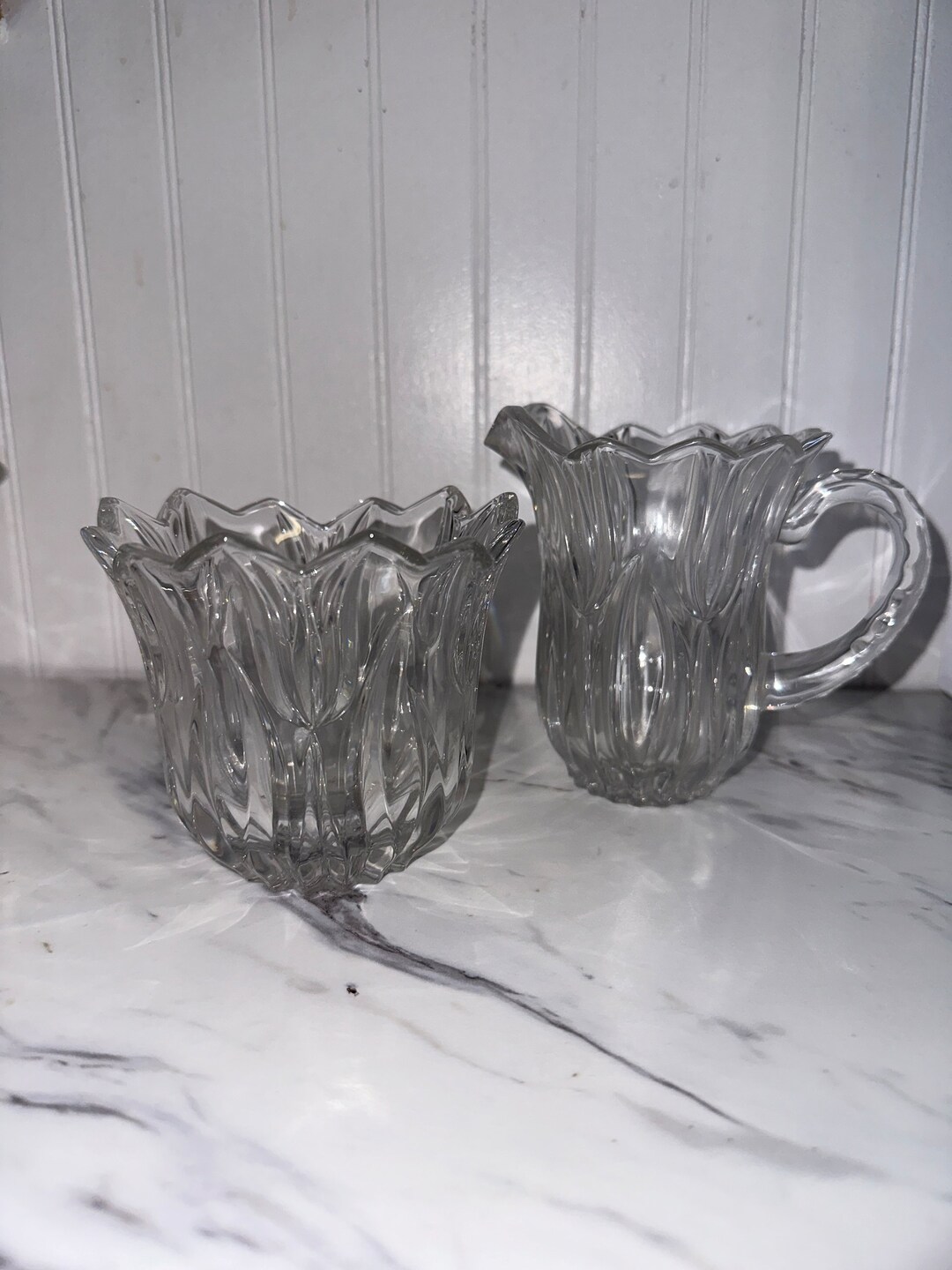 Vintage Gorham Crystal Tulip Cream and Sugar Set | Vintage Glass | MCM ...