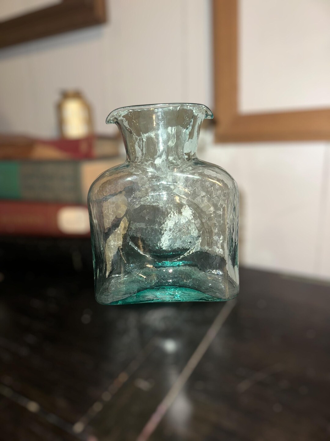 Vintage Blenko Water Bottle 384 in Antique Green HTF Color UV Reactive ...