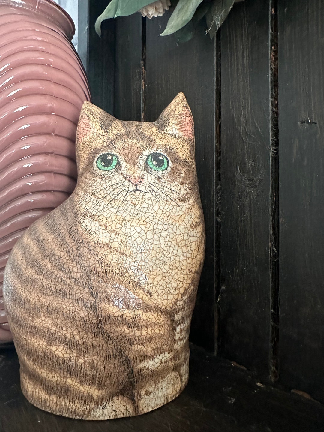 Vintage Folk Art Stuffed Tabby Cat Vintage Cat Decor - Etsy