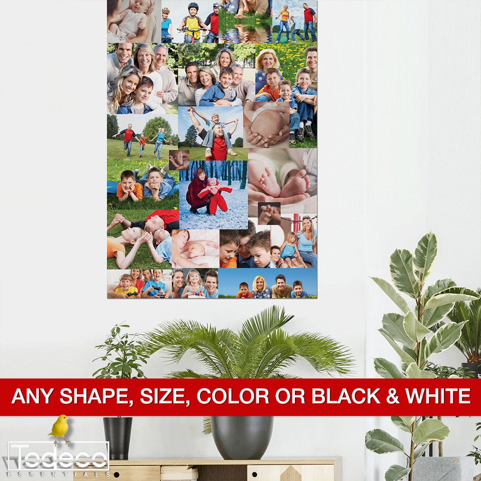 Family Wall Collage, Custom Picture Mural, Family Wall Mural, Photo ...
