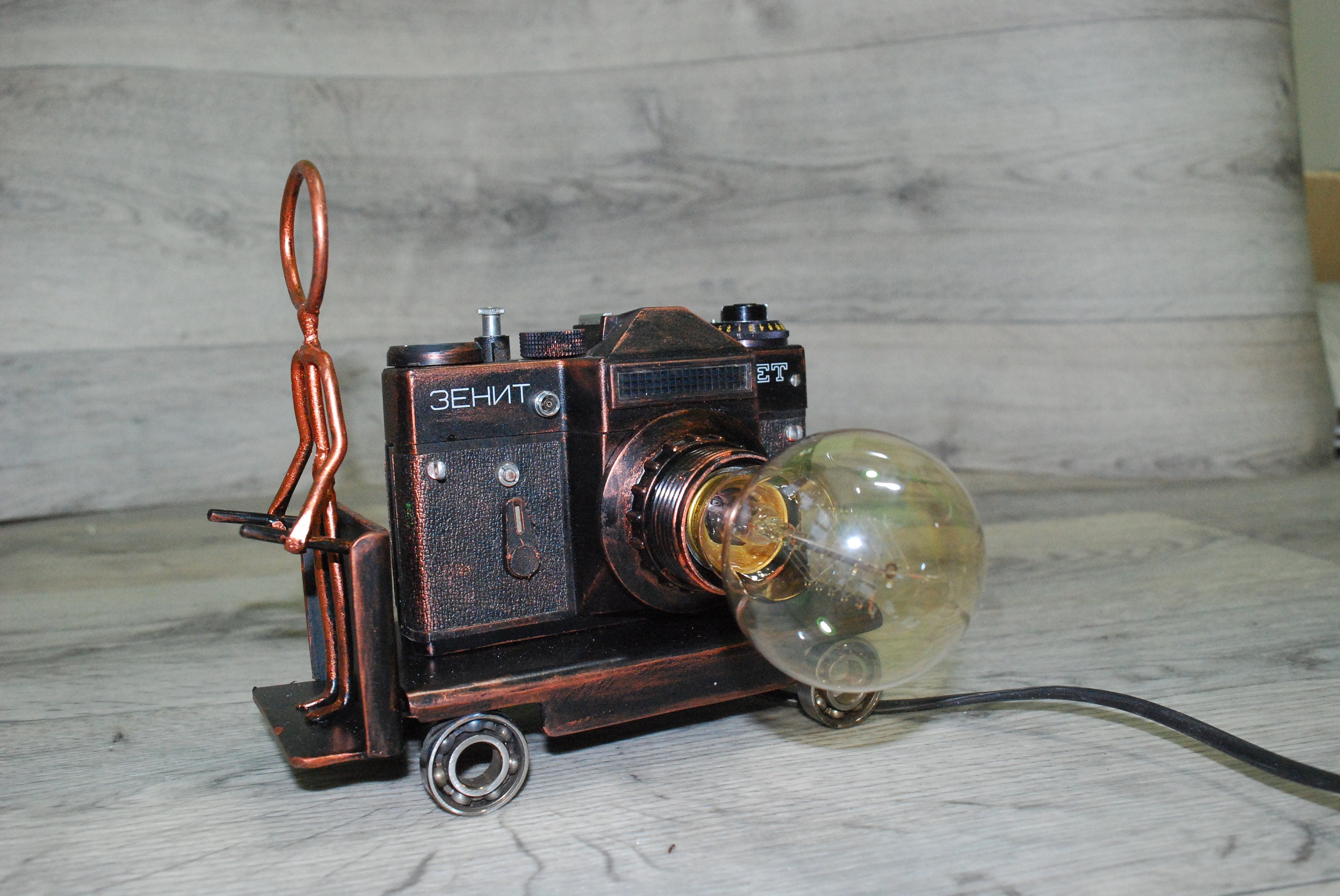 Retro Lamp Made From a Camera, Vintage Lamp, Handmade Home Table Desk ...