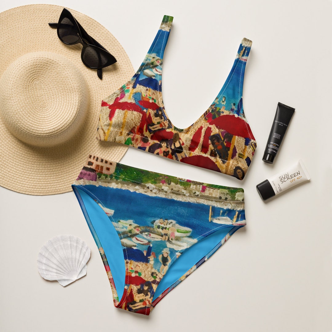 Cinque Terre Beach Recycled High-waisted Bikini - Etsy