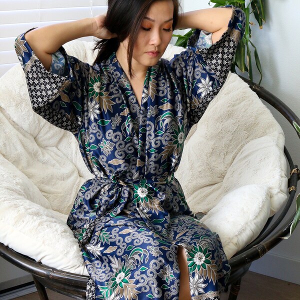 Blue Silk Robe - Etsy