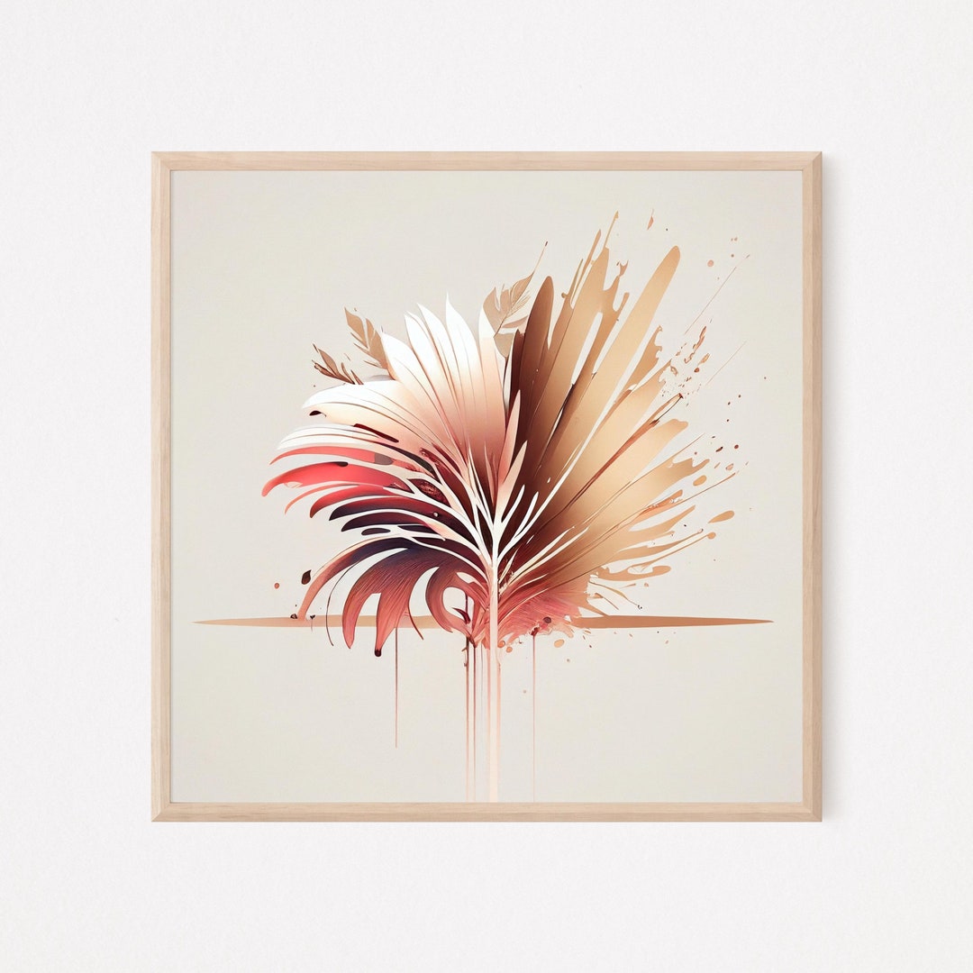 Palm Leaf, Botanical Digital Print, Palm Print Art, Rose Gold Print ...