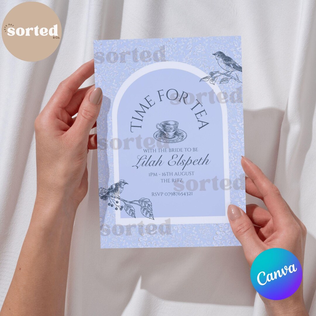 Elegant Afternoon Tea Party Invite Bride to Be Hen Do Bachelorette ...