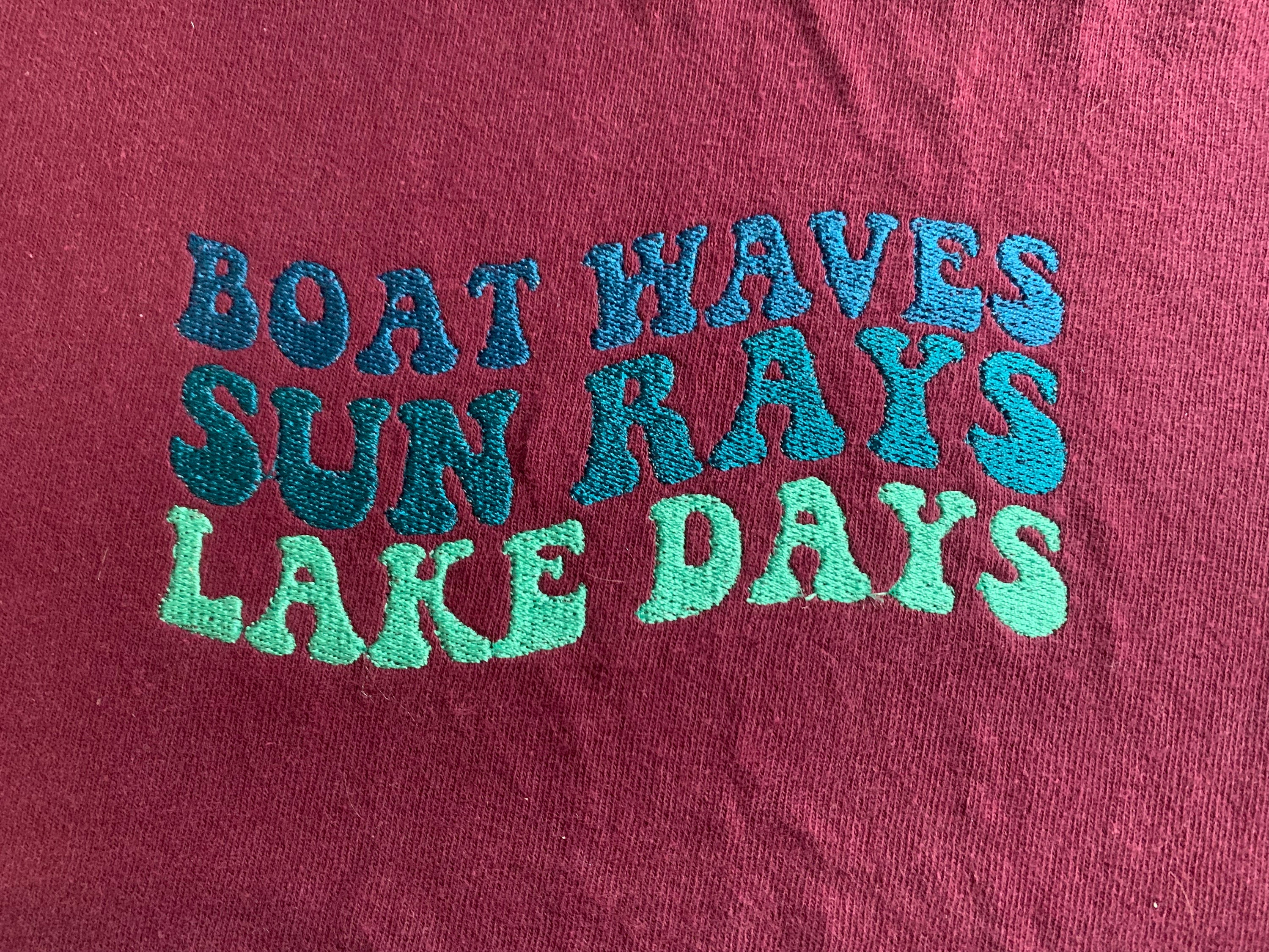 Boat Waves Sun Rays Lake Days Embroidery File in 4 Sizes. - Etsy