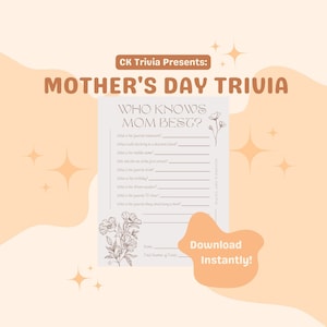 Who Knows Mom Best Game, Mother's Day Trivia, Mothers Day Game, Who ...