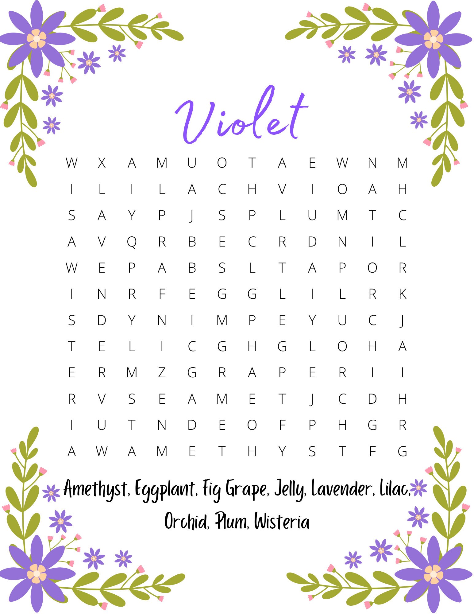 Rainbow Word Search Bundle 6 Puzzles Red, Orange, Yellow, Green, Blue ...