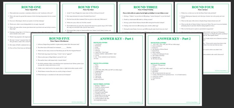 Pub Trivia Bundle: 3 Games, 15 Rounds, & 150 Questions! - Etsy