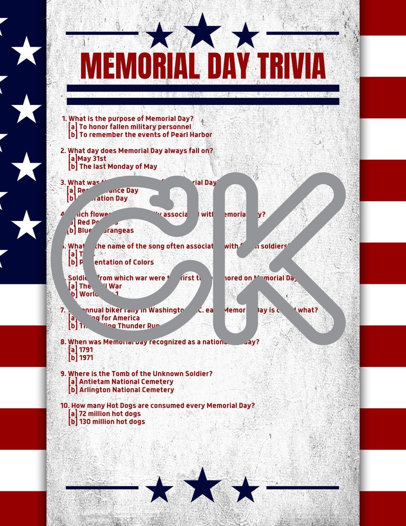 Memorial Day Trivia Game for Families, Memorial Day Trivia for Kids ...