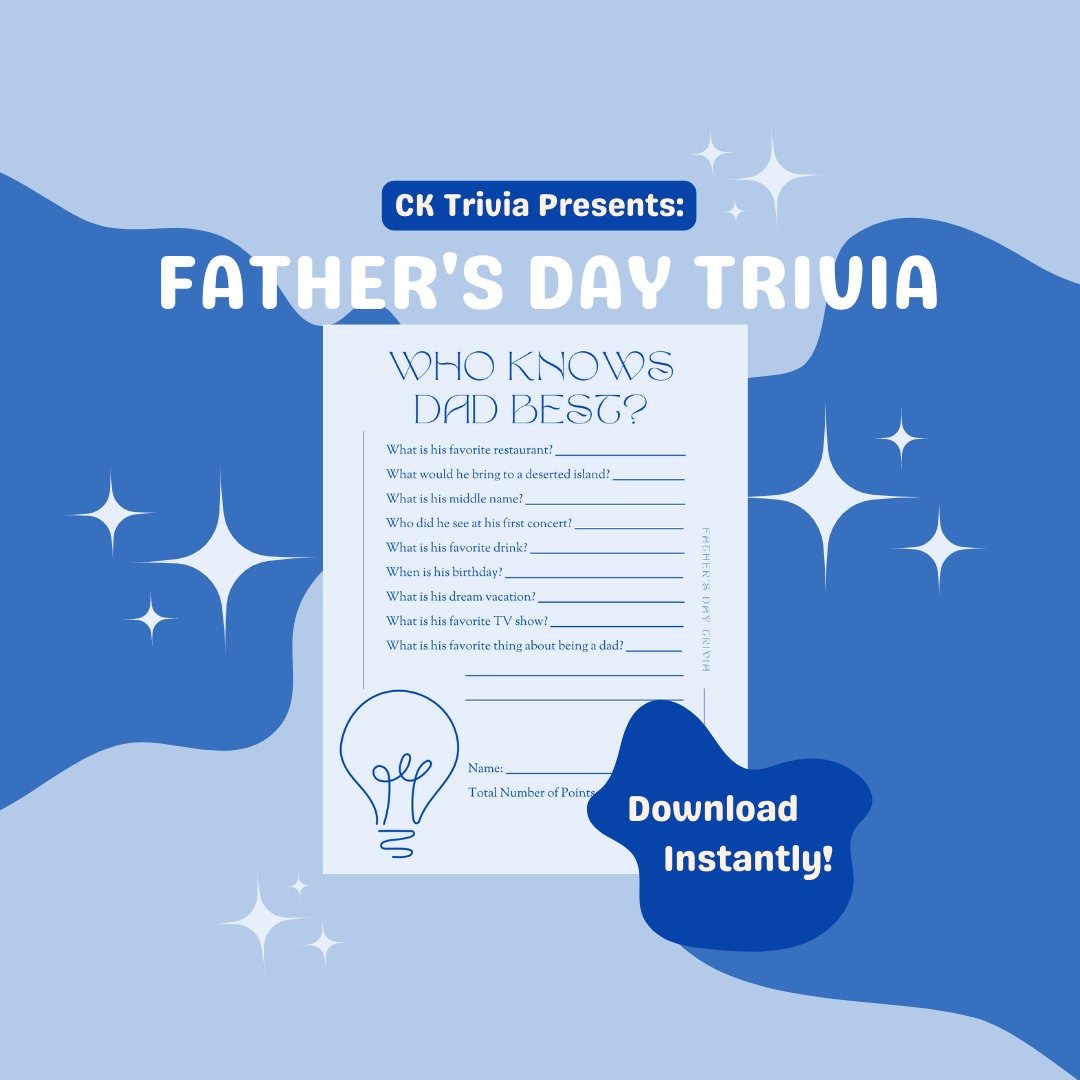 Who Knows Dad Best Game, Father's Day Trivia, Fathers Day Game, Who ...