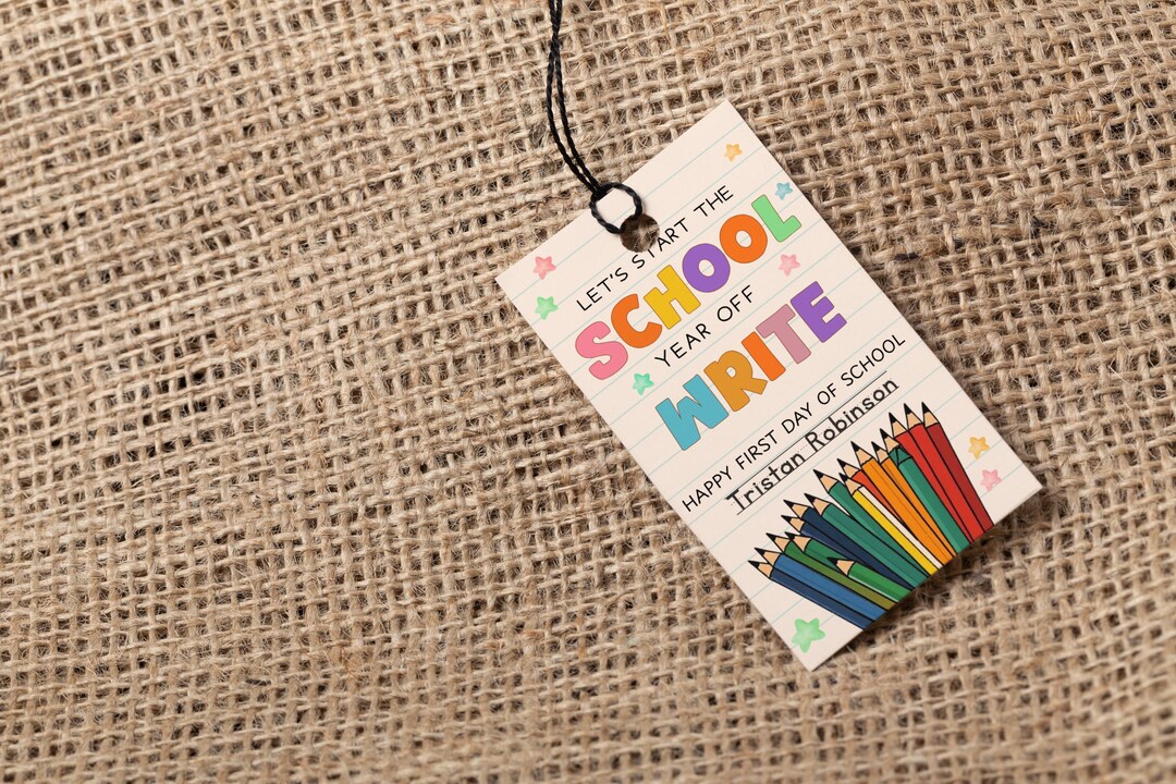 Welcome Back to School Pencil Gift Tag, First Day Treat Tag, Instant ...