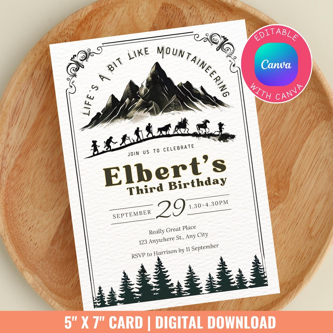 Editable Hiking Birthday Invitation, Life’s a Bit Like Mountaineering ...