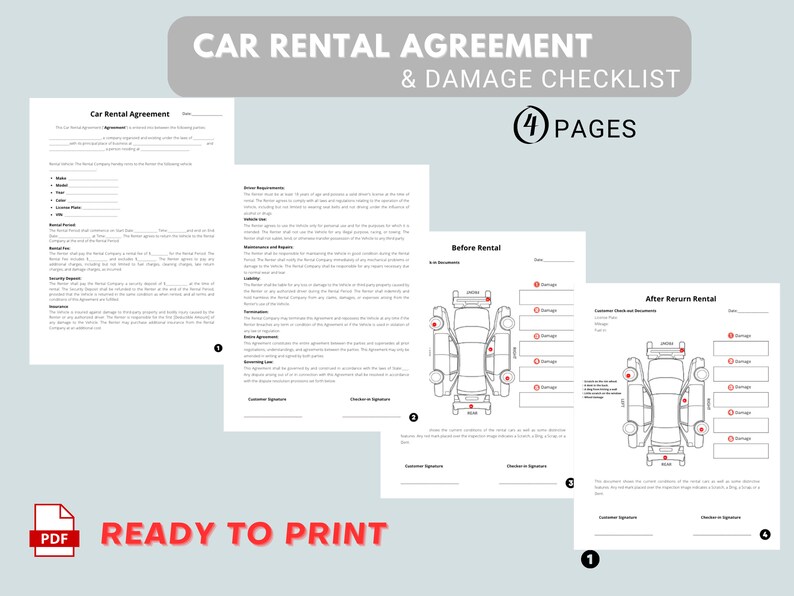 Car Rental Agreement | Vehicle Rental Agreement | Car Rentals Contract ...