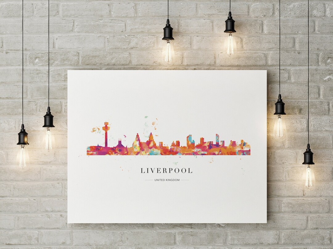 Colourful Liverpool Skyline Art Print, Wall Decor Perfect for ...