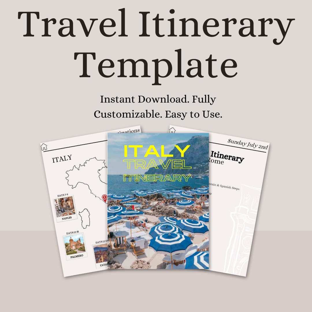 Customizable Travel Itinerary Template | Digital Travel Planner ...