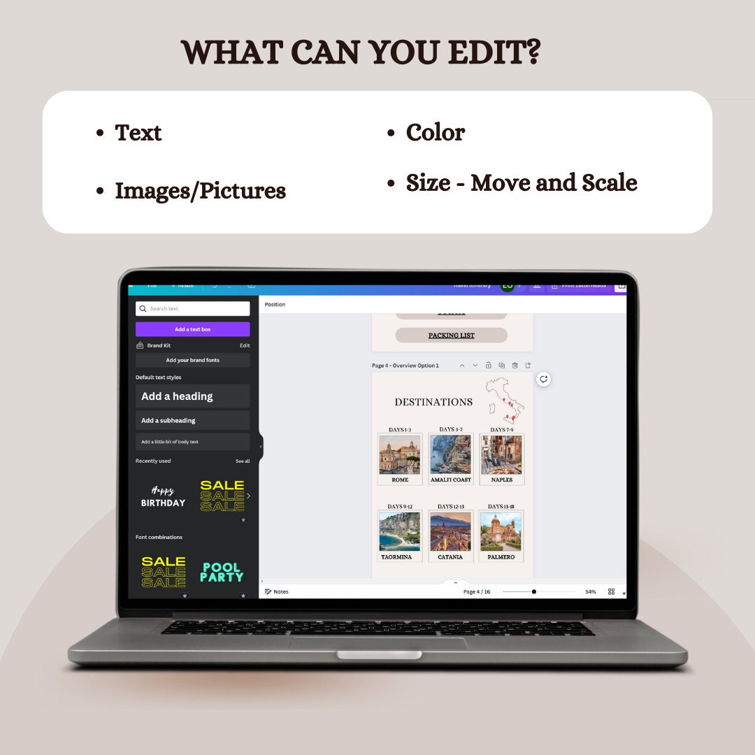 Customizable Travel Itinerary Template | Digital Travel Planner ...