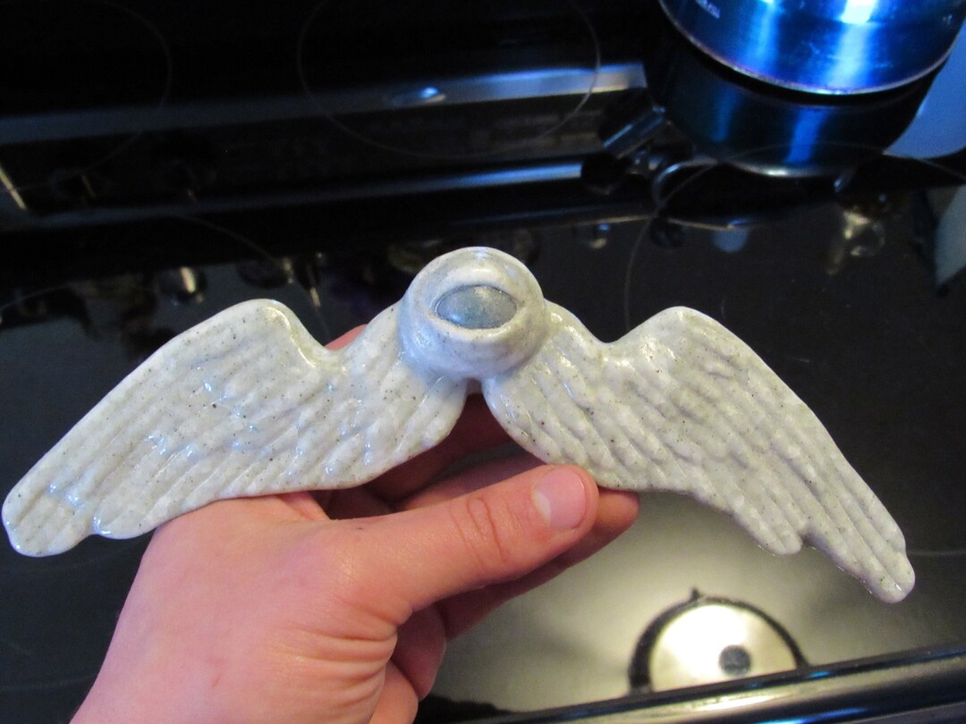 White Glass Winged All Seeing Eye, Beholder, Recycled Glass Art ...