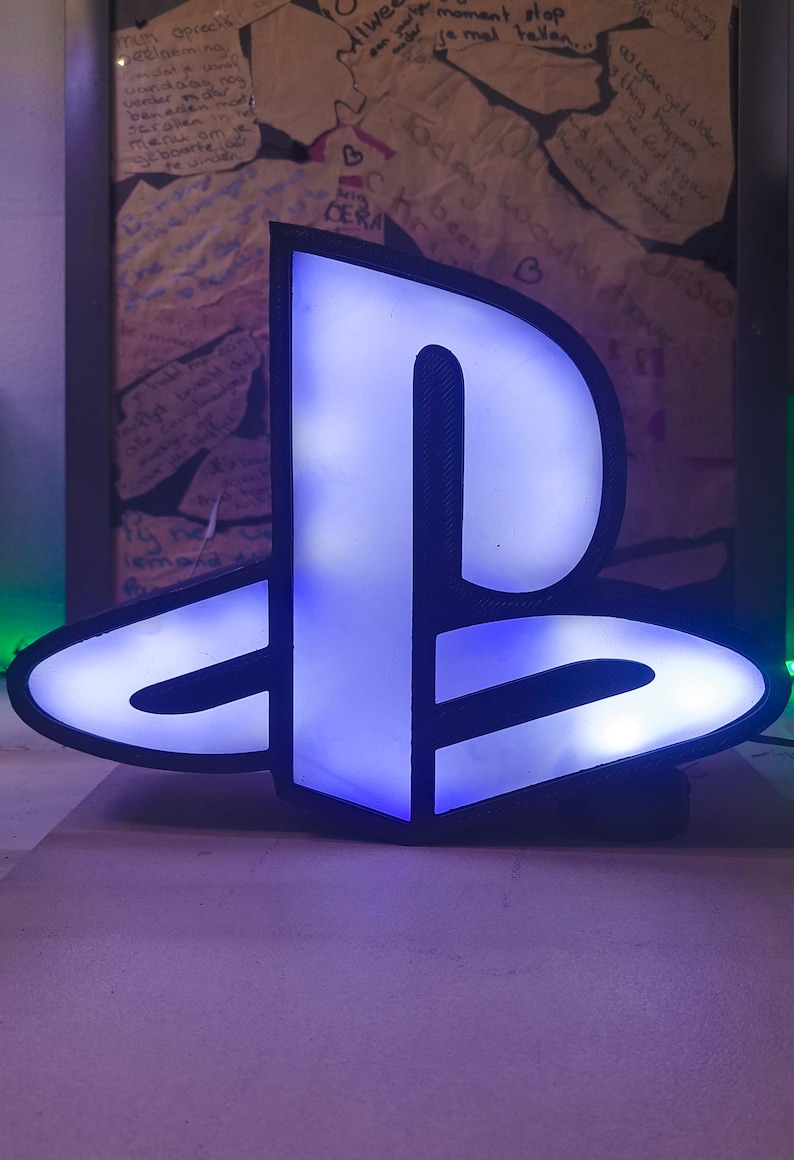 3d Printed Playstation Logo Rgb Led Lamp - Etsy