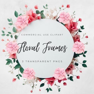 Commercial Use PNG Watercolour Floral Clipart Frame Border, Flower ...