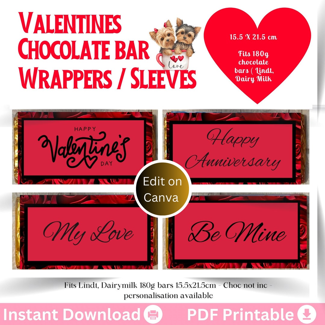Editable Chocolate Bar Wrapper for Anniversary, Printable Jpeg Files ...