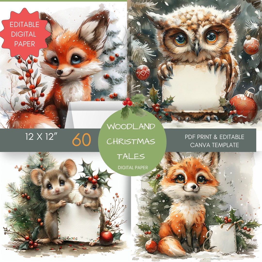 Woodland & Christmas Digital Paper, Digital Paper Christmas the Paper ...