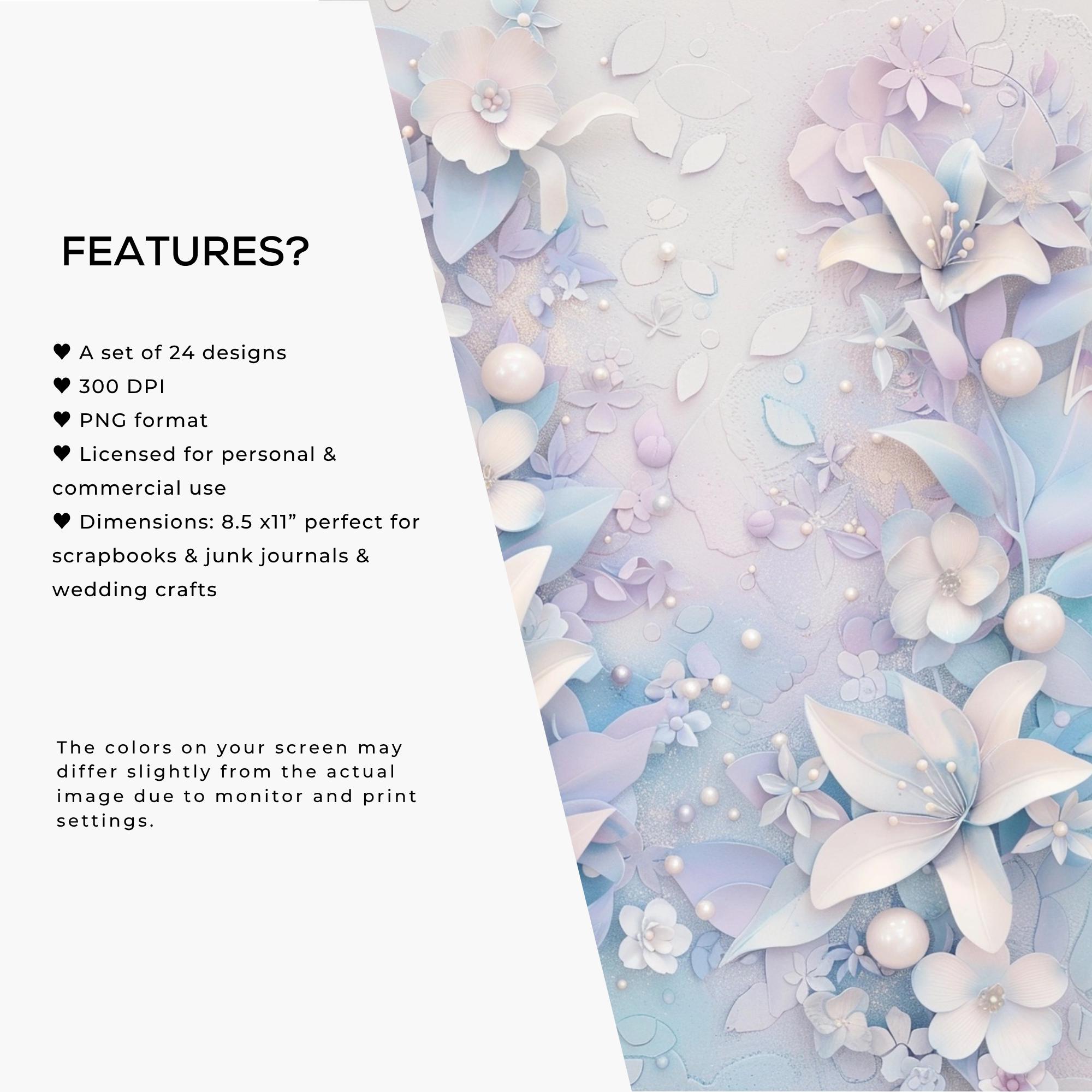 Iridescent Blue Editable Backgrounds for Junk Journals and Weddings ...