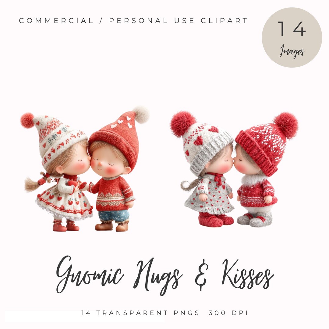 Gnomic Hugs and Kisses Clipart Bundle | Cute Gnome Kids Hug PNG ...