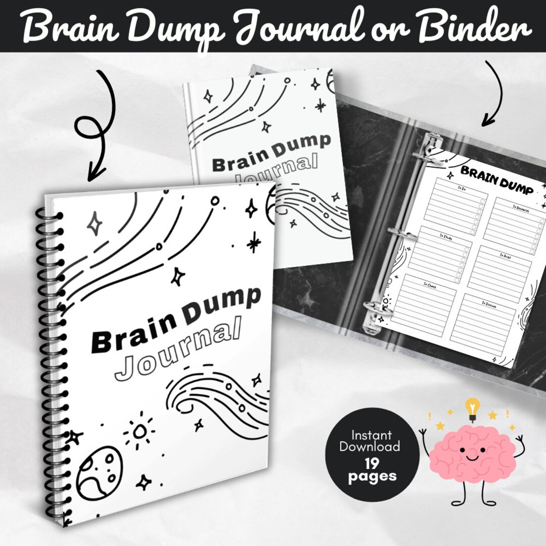 Printable Brain Dump, Brain Dump Goodnotes, Notion Brain Dump, Brain ...