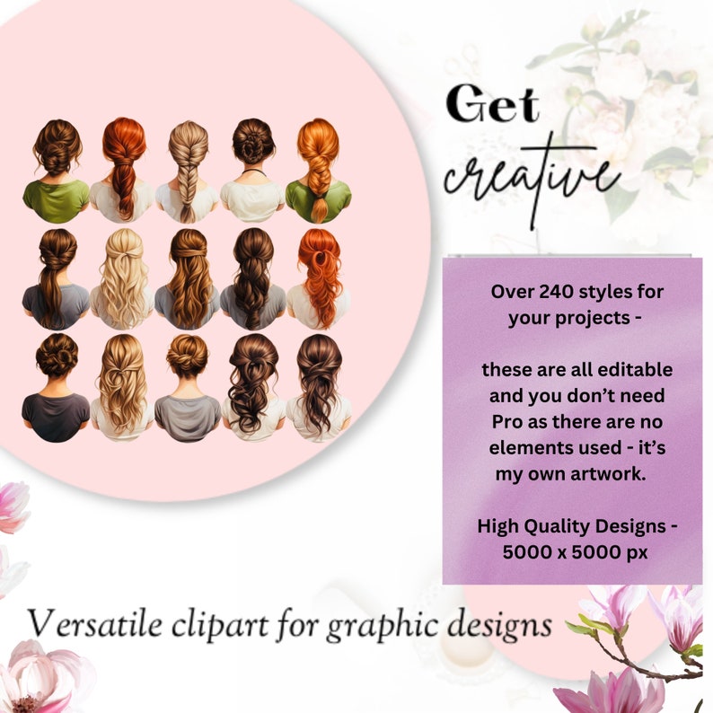 Ladies Hairstyles Clipart Bundle, Digital Hair Styles Bundle, Best ...