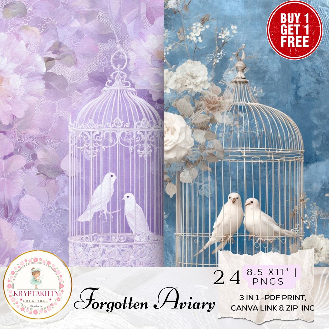 Victorian Birdcage Digital Set Papers for Junk Journal & Scrapbook ...