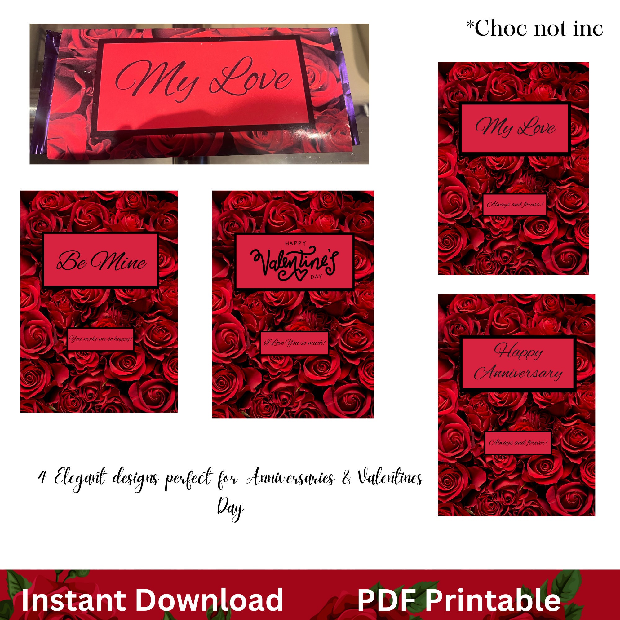 Editable Chocolate Bar Wrapper for Anniversary, Printable Jpeg Files ...