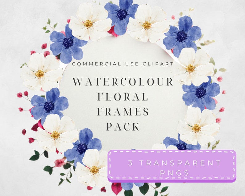 Commercial Use PNG Watercolour Floral Clipart Frame Border, Flower ...