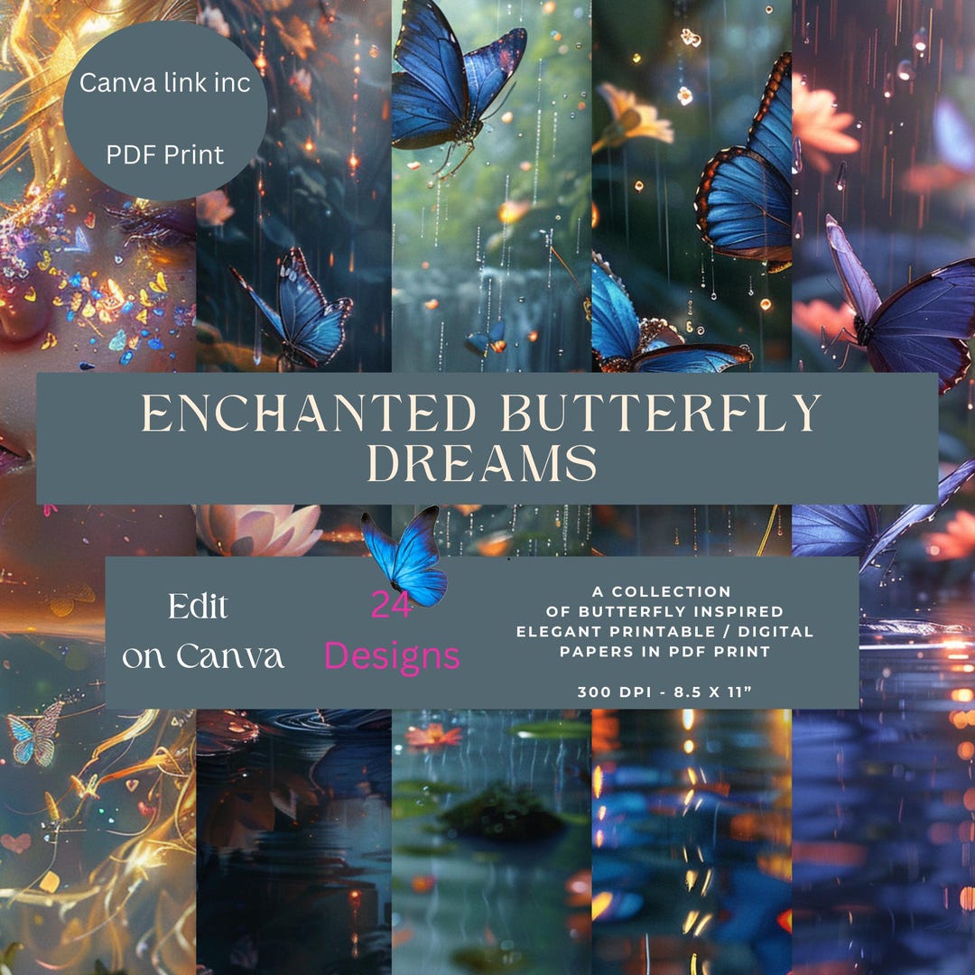 Enchanted Butterfly Digital Paper, Butterfly Digital Paper, Butterfly ...