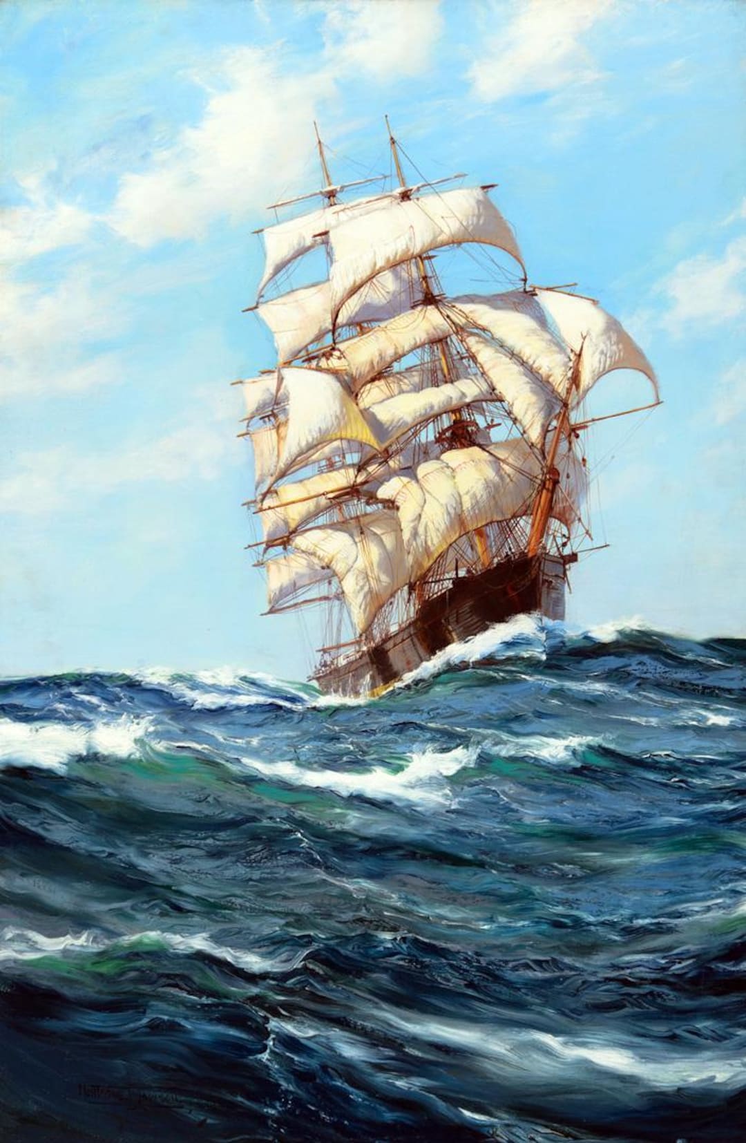 Framed Canvas Art Print Giclee or Poster. Dawson Montague. Clipper Ship ...