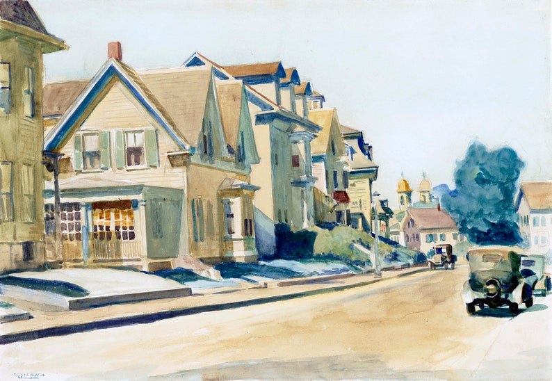 34"x24" Edward Hopper Prospect Street Gloucester Ultra Premium Photo ...