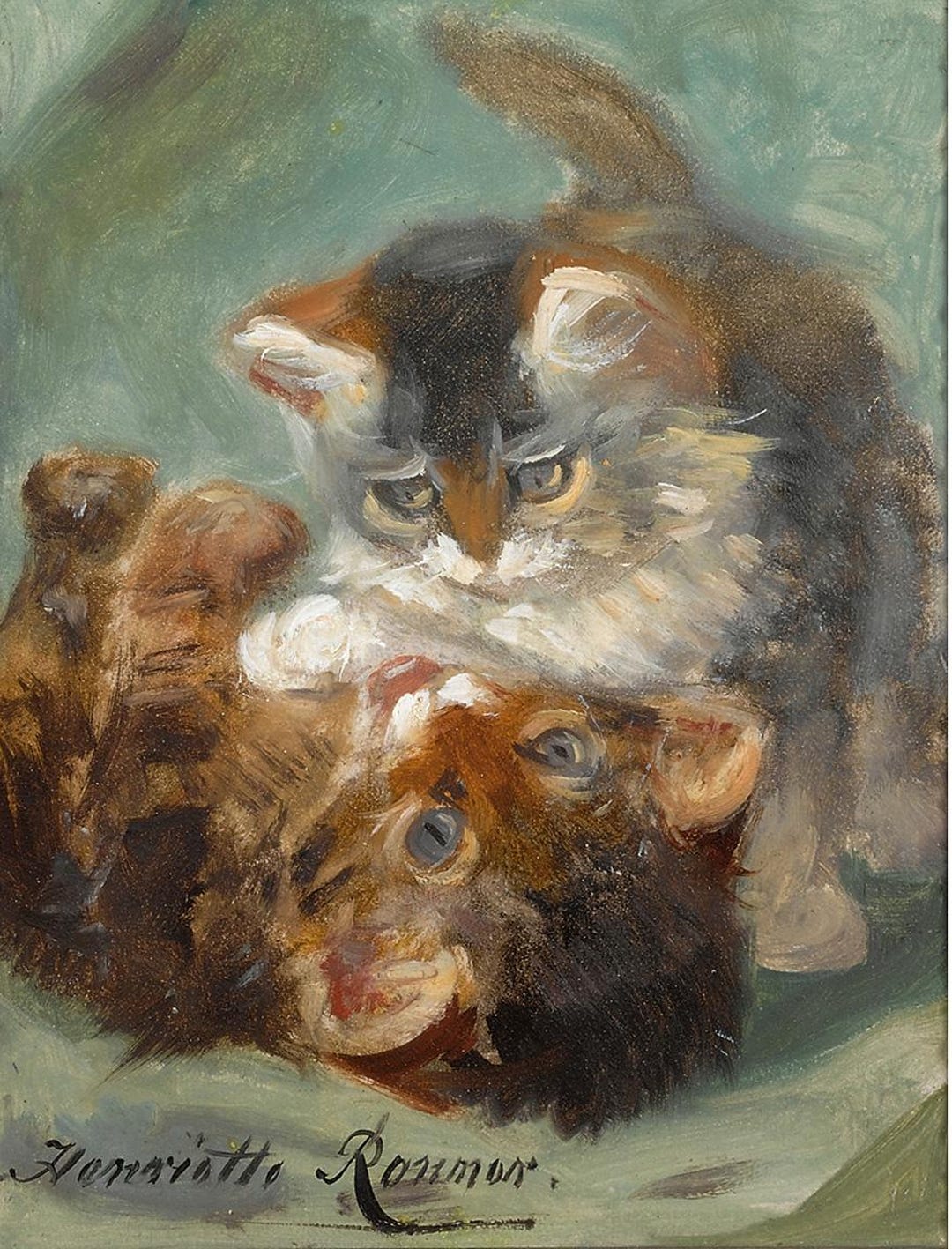 Ceramic Tile Mural Backsplash Medallion Kitchen, Floor, Pool. Wall Art. Two Playful Kittens ...