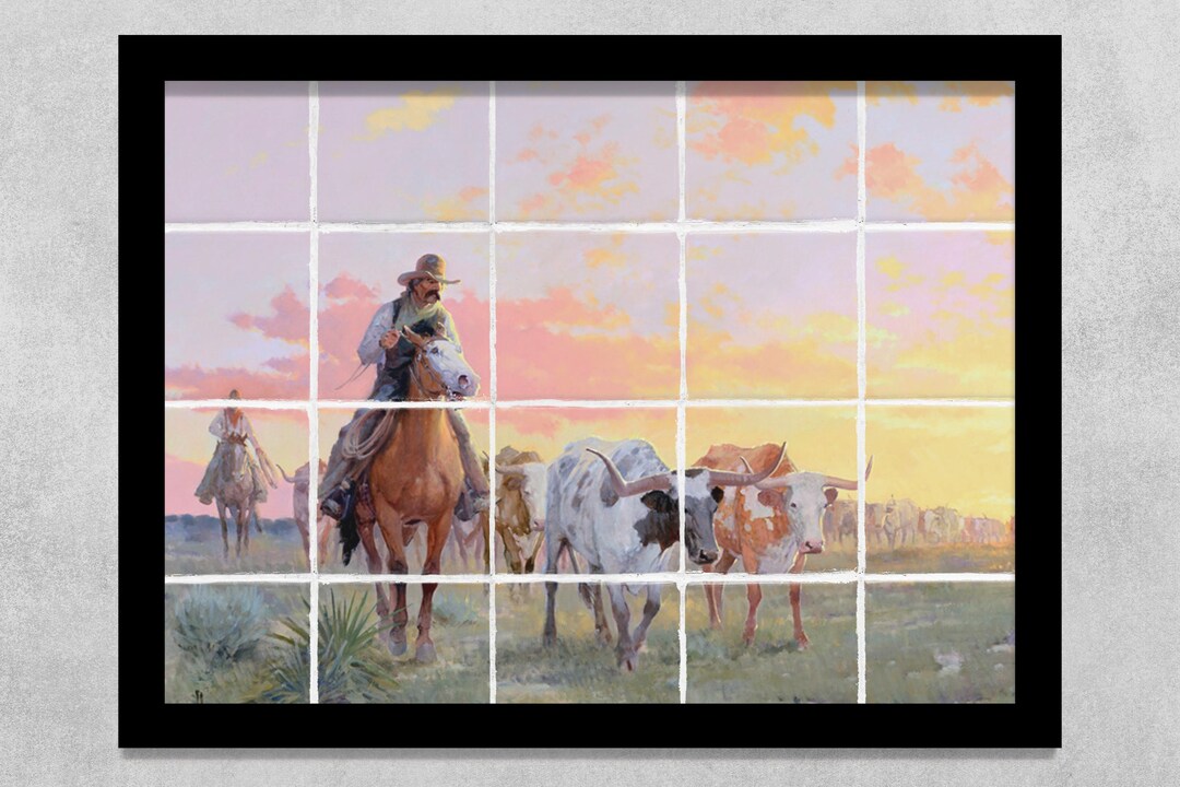 1 Piece Ready to Hang Ceramic Tile Mural Kitchen Backsplash. Cows ...
