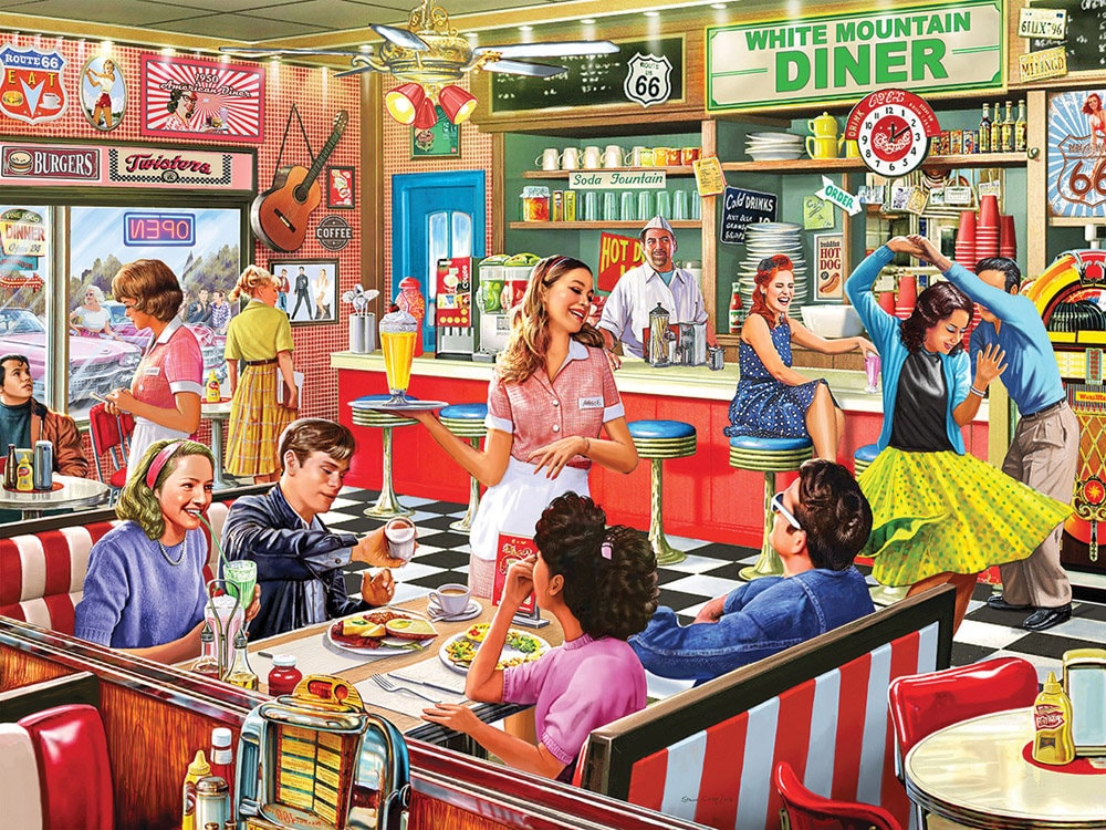 24"x18" Classic 50's 60's American Diner Restaurant Good Times Ultra ...