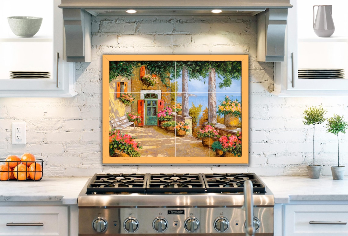 Ceramic Tile Mural Art Accent Kitchen Backsplash Medallion. Charles M ...