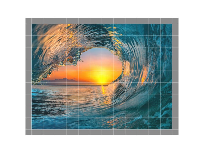Sunset View Through Ocean Waves. Ceramic Tile Mural Backsplash ...