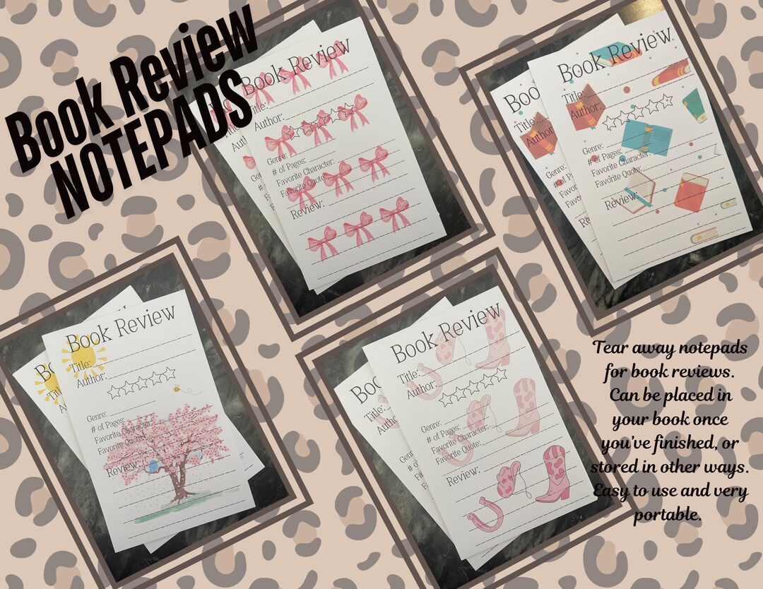 Book Review Notepads Tear Away Notepad Sheets Gift for Book Lovers ...