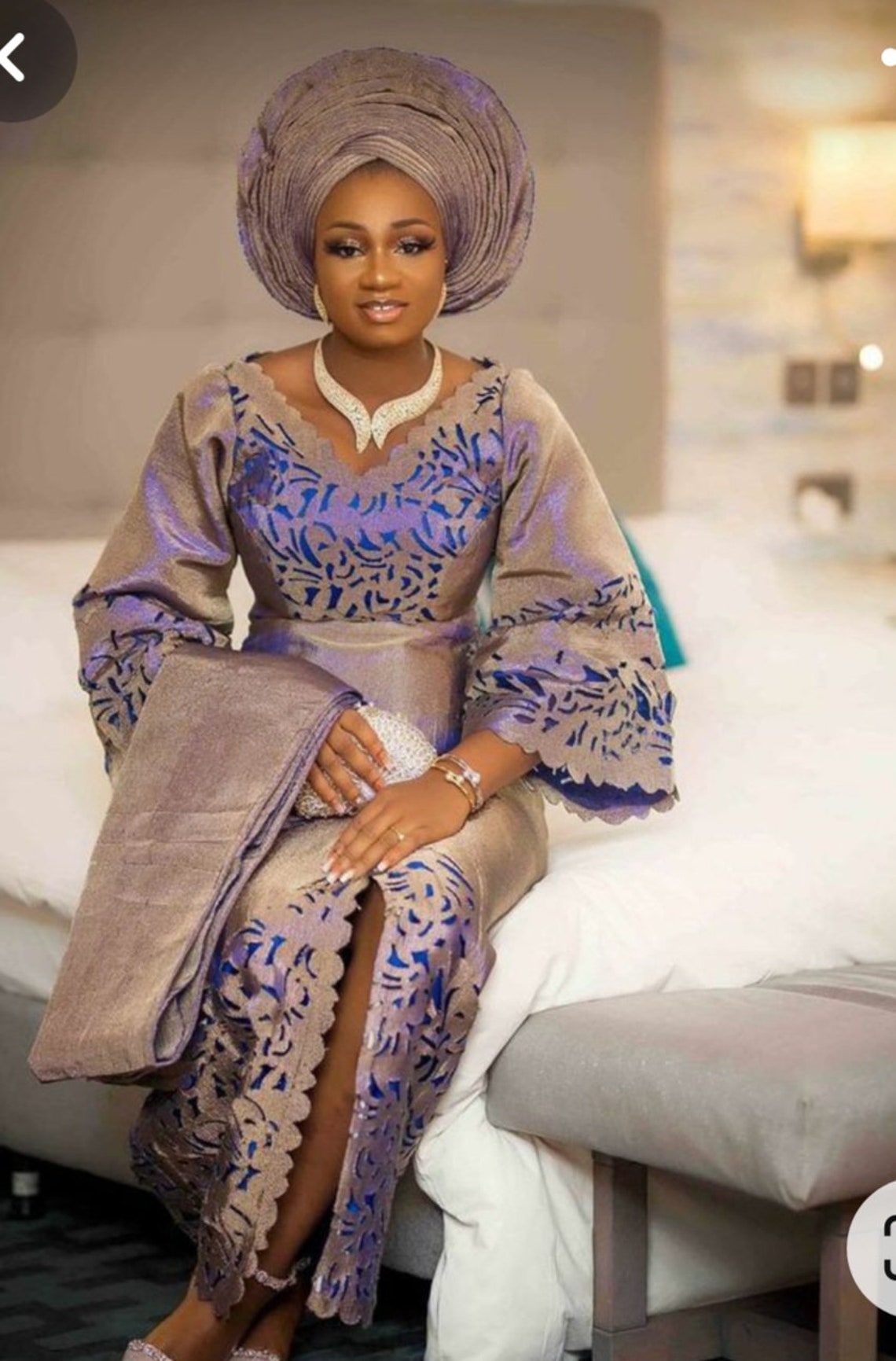 Lazer Cut Aso Oke Two Toned Aso Oke Rose Gold and Lilac Aso - Etsy