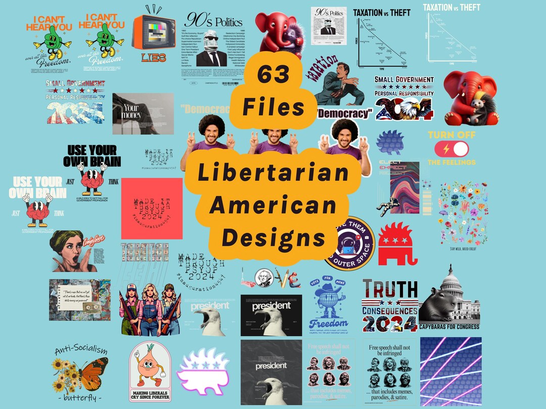 Libertarian July 4th PNG Bundle Printable Downloads, USA July Fourth ...
