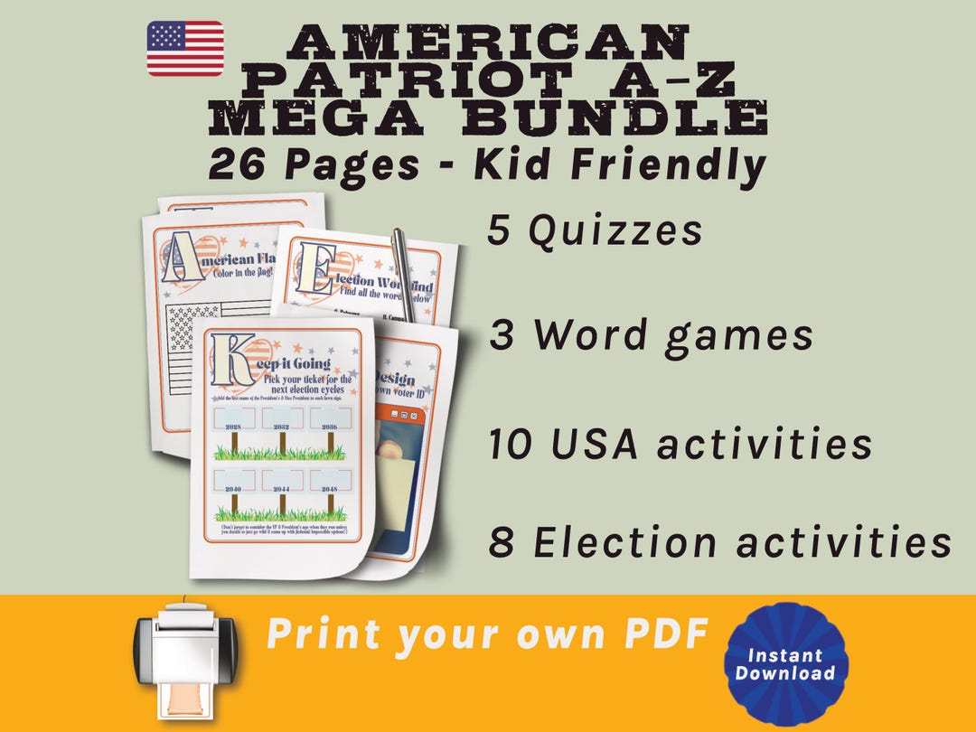 Patriotic Kid Mega Activity Bundle - Civics Lesson for Child, American ...
