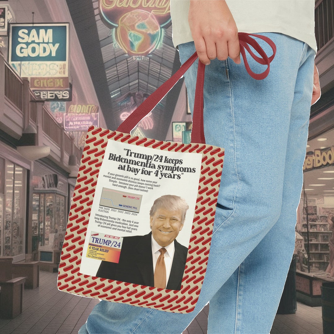Trump Tote Bag Retro Big Pharma Joke, 13 Inch Carryall Republican Voter ...
